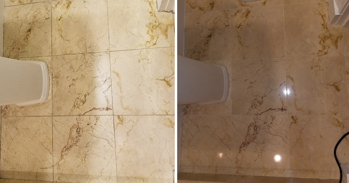 This Dull Marble Bathroom Floor Now Has a Lustrous Appearance Thanks to ...